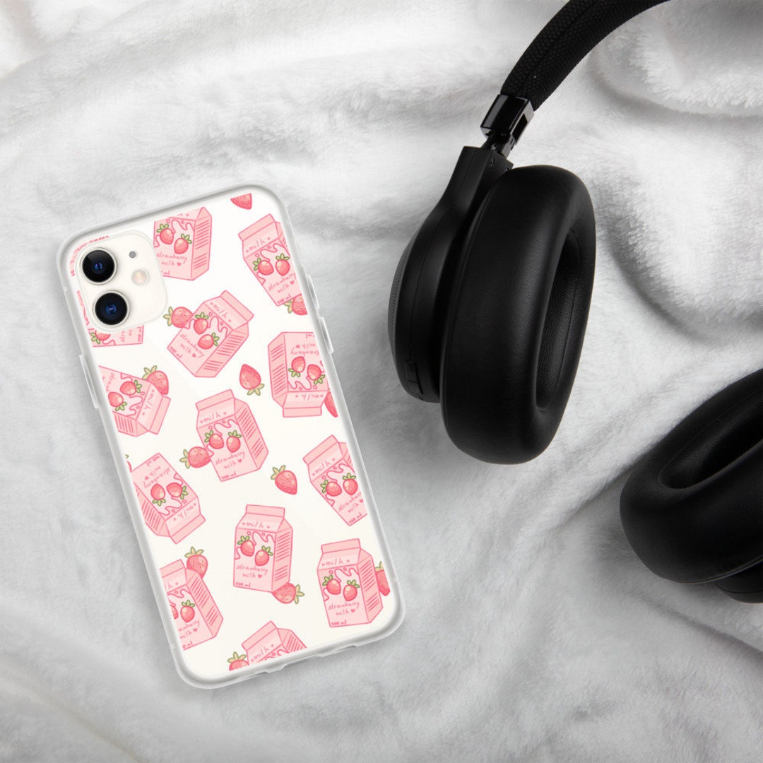 Strawberry Milk Phone Case | Kawaii iPhone Case | Aesthetic Cute Pink ...