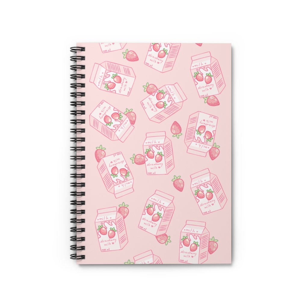 Strawberry Milk Notebook Journal Diary Kawaii Aesthetic | Etsy