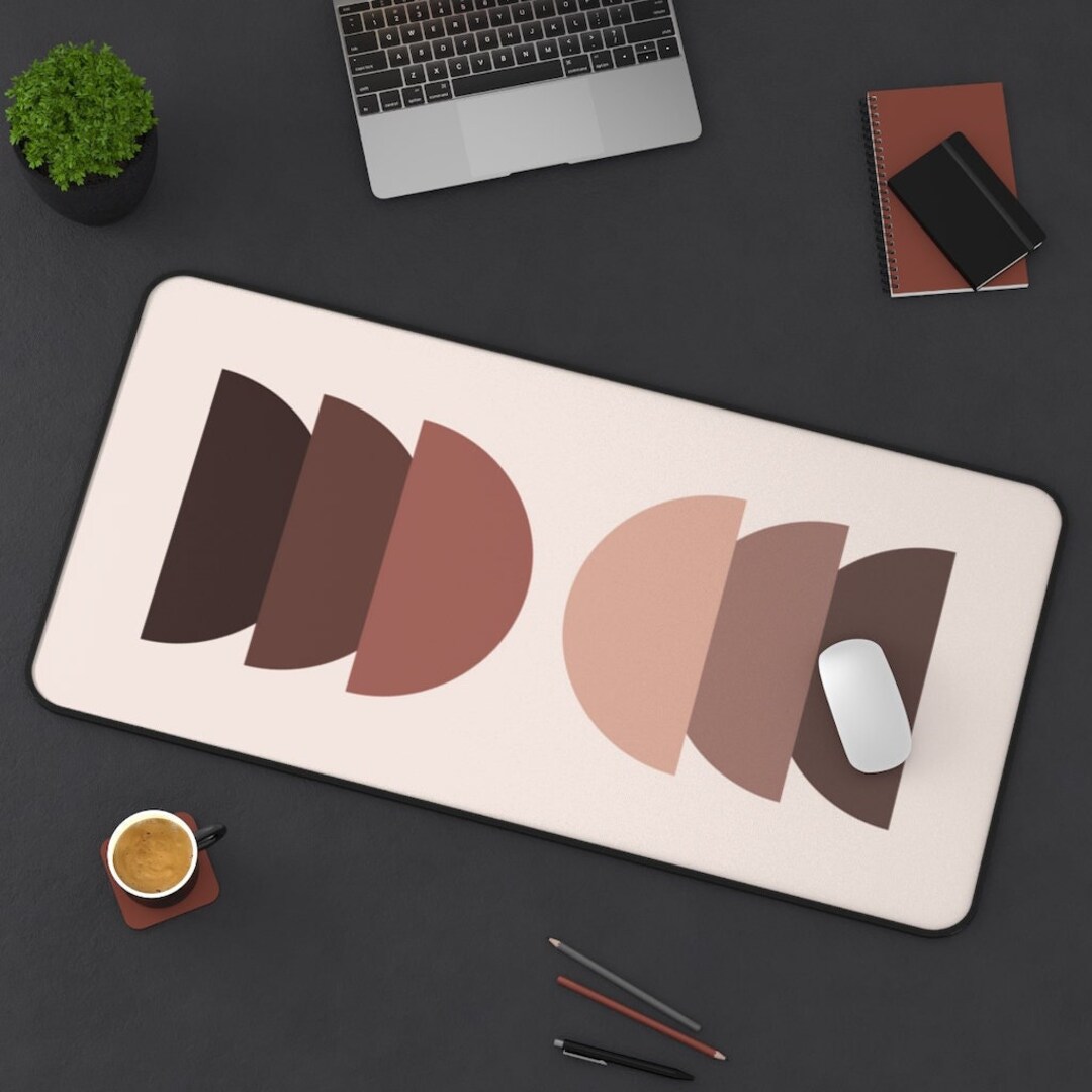 Mid Century Modern Desk Mat | Terracotta Brown Geometric Aesthetic Desk ...