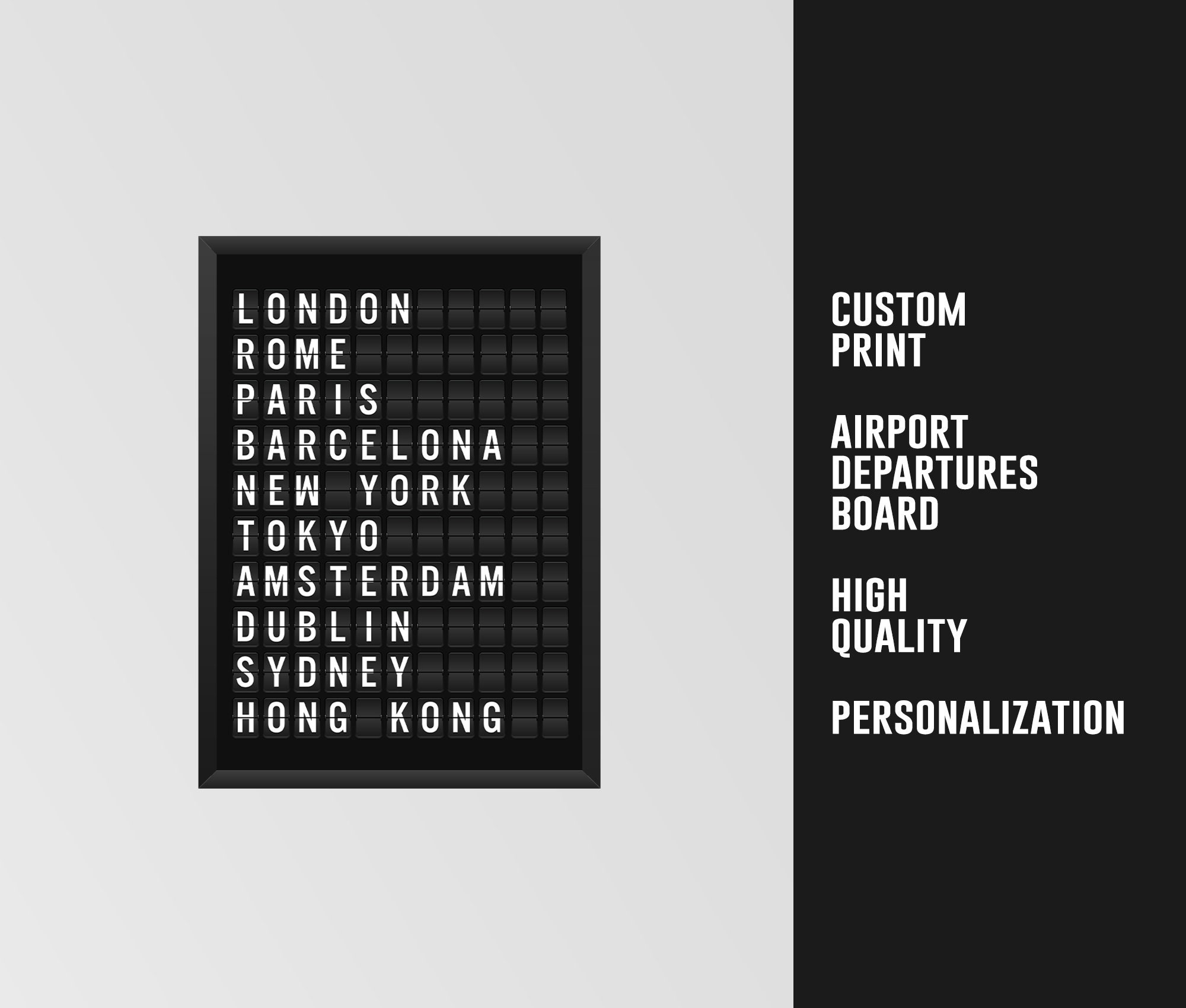 Custom Airport Departure Split Flap Display Board Print, Arrival ...