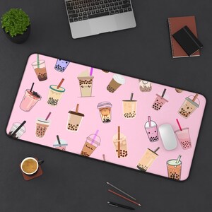 Kawaii Boba Milk Tea Desk Mat | Bubble Tea Desk Mat | XXL Japanese ...