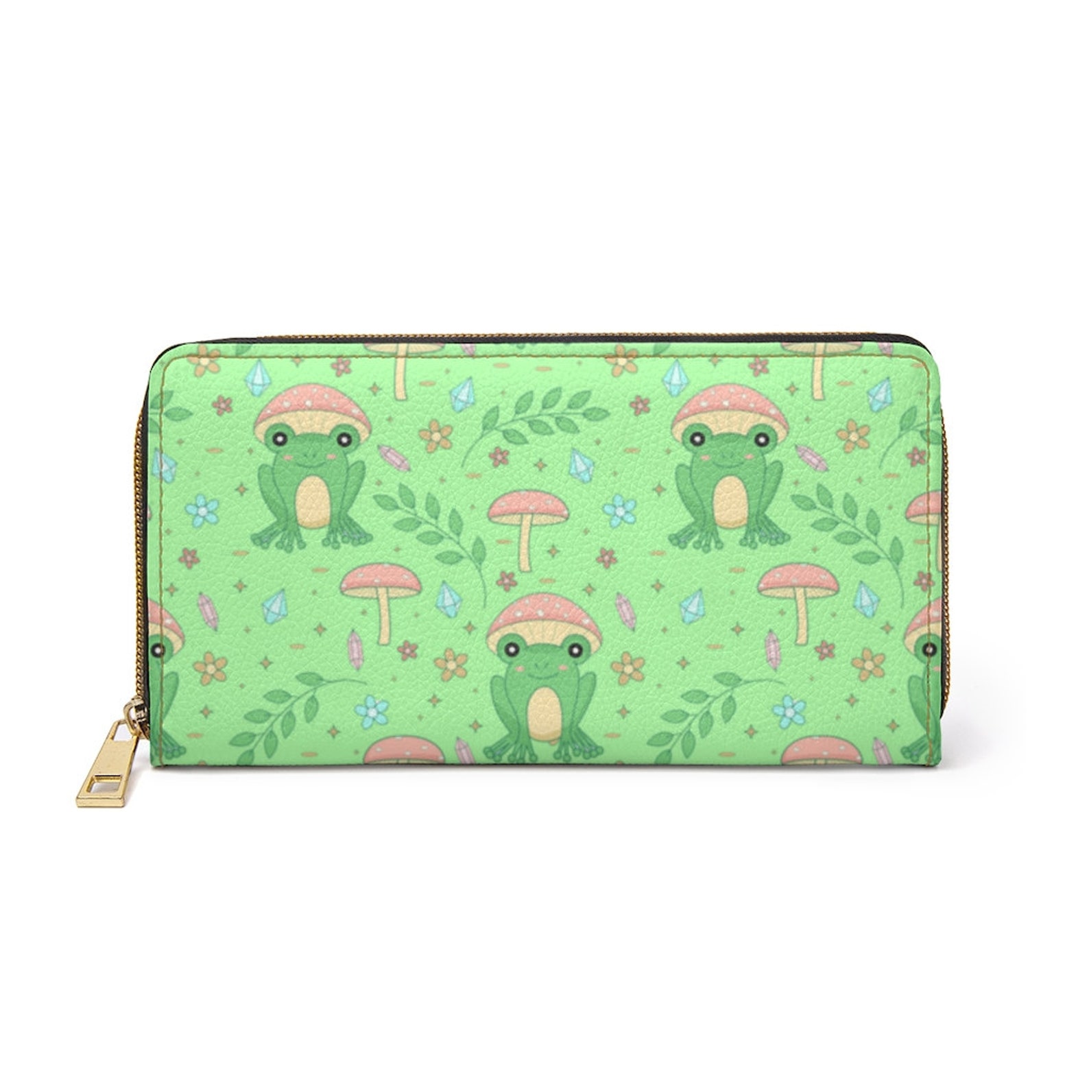 Cottagecore Frog Zipper Wallet Cute Green Kawaii Frog - Etsy