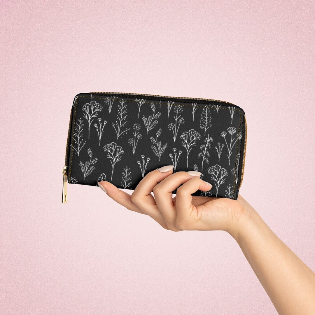 Wildflowers Zipper Wallet, Wild Plants Wallet, Floral Wallet, Botanical ...