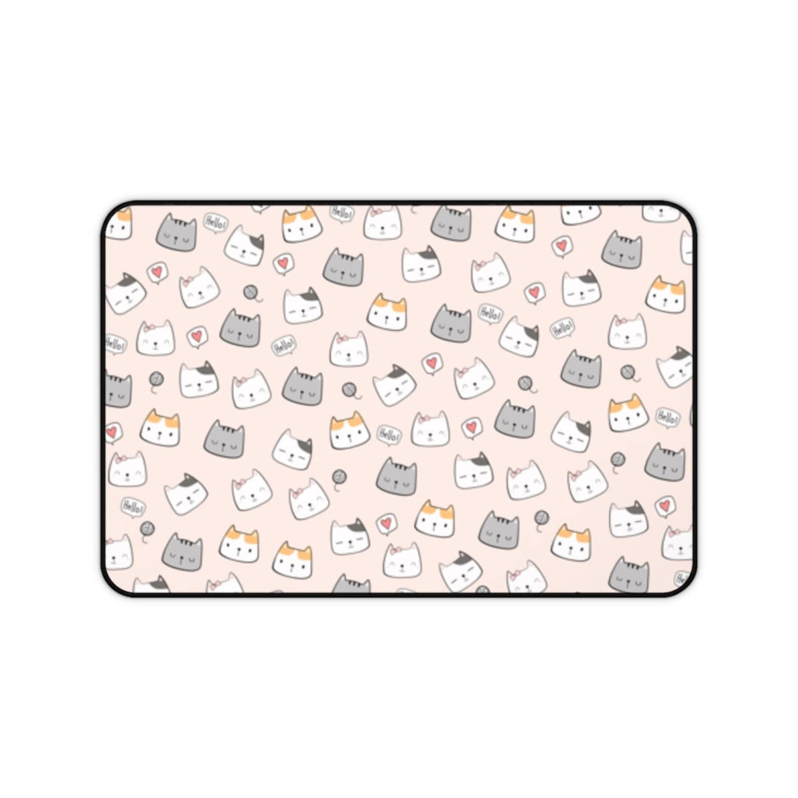 Kawaii Kitty Cat Desk Mat Cute Chibi Cats Kawaii Desk Mat - Etsy