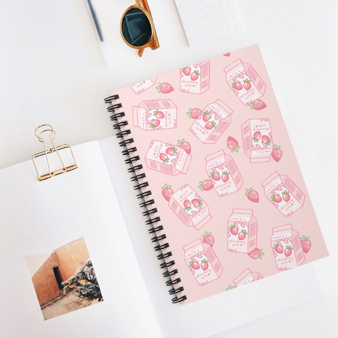 Strawberry Milk Notebook Journal Diary | Kawaii Aesthetic | Cute ...