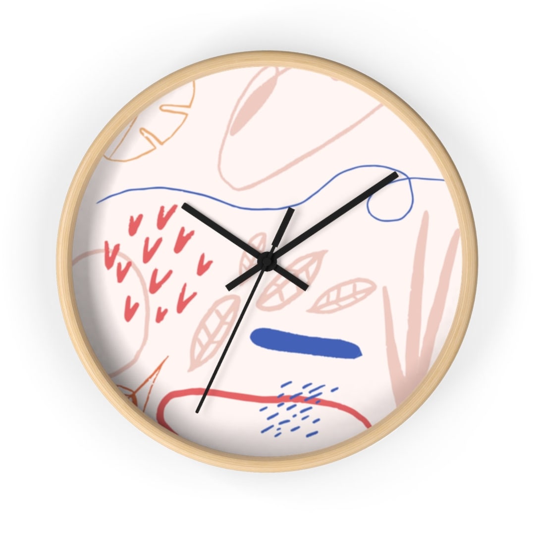 Line Art Wall Clock, Boho Room Decor, Nursery Room Clock, Aesthetic ...