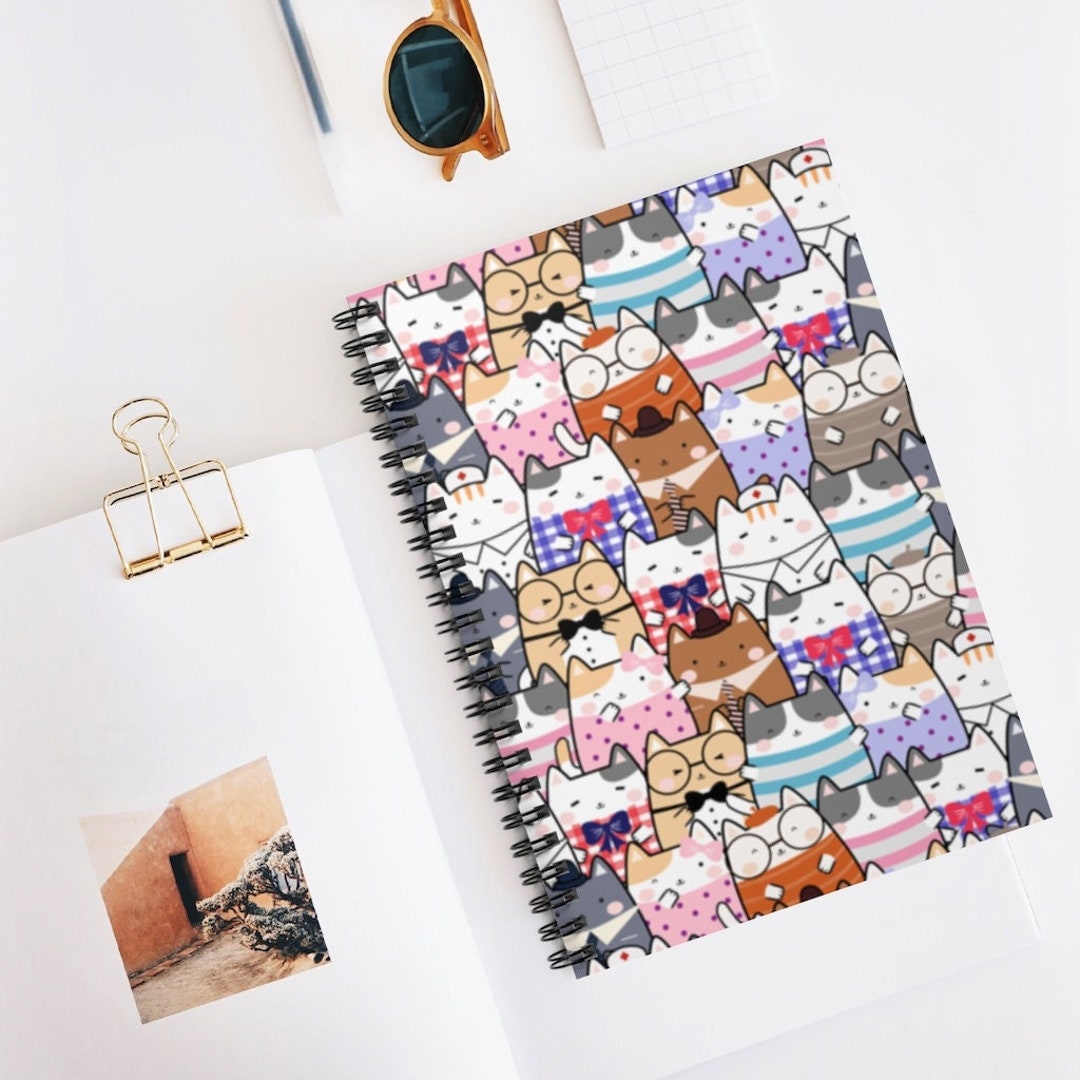 Kawaii Cats Notebook | Cute Kitten Kawaii Spiral Notebook | Japanese ...