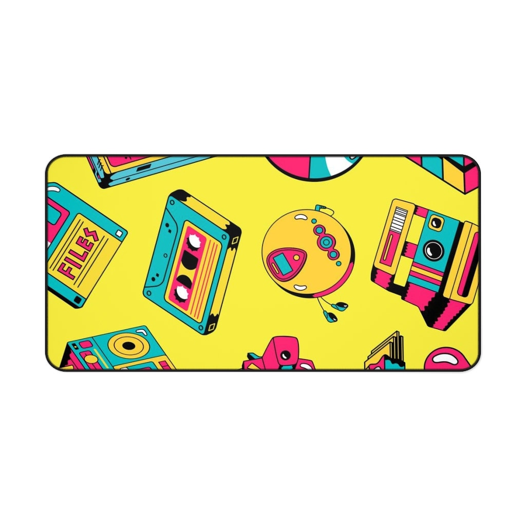 Yellow 90s Retro Desk Mat Retrowave Desk Mat XXL Vintage | Etsy