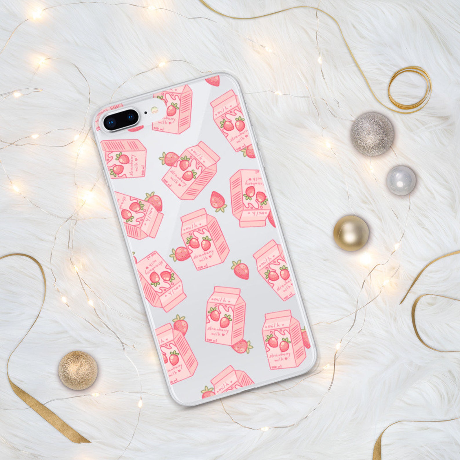 Strawberry Milk Phone Case Kawaii Iphone Case Aesthetic - Etsy