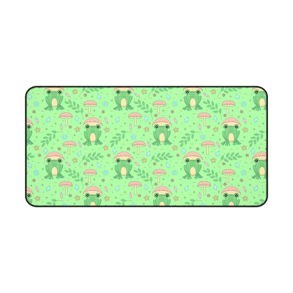 Kawaii Frog Desk Mat Cottagecore Desk Mat Frog Mushroom Desk - Etsy