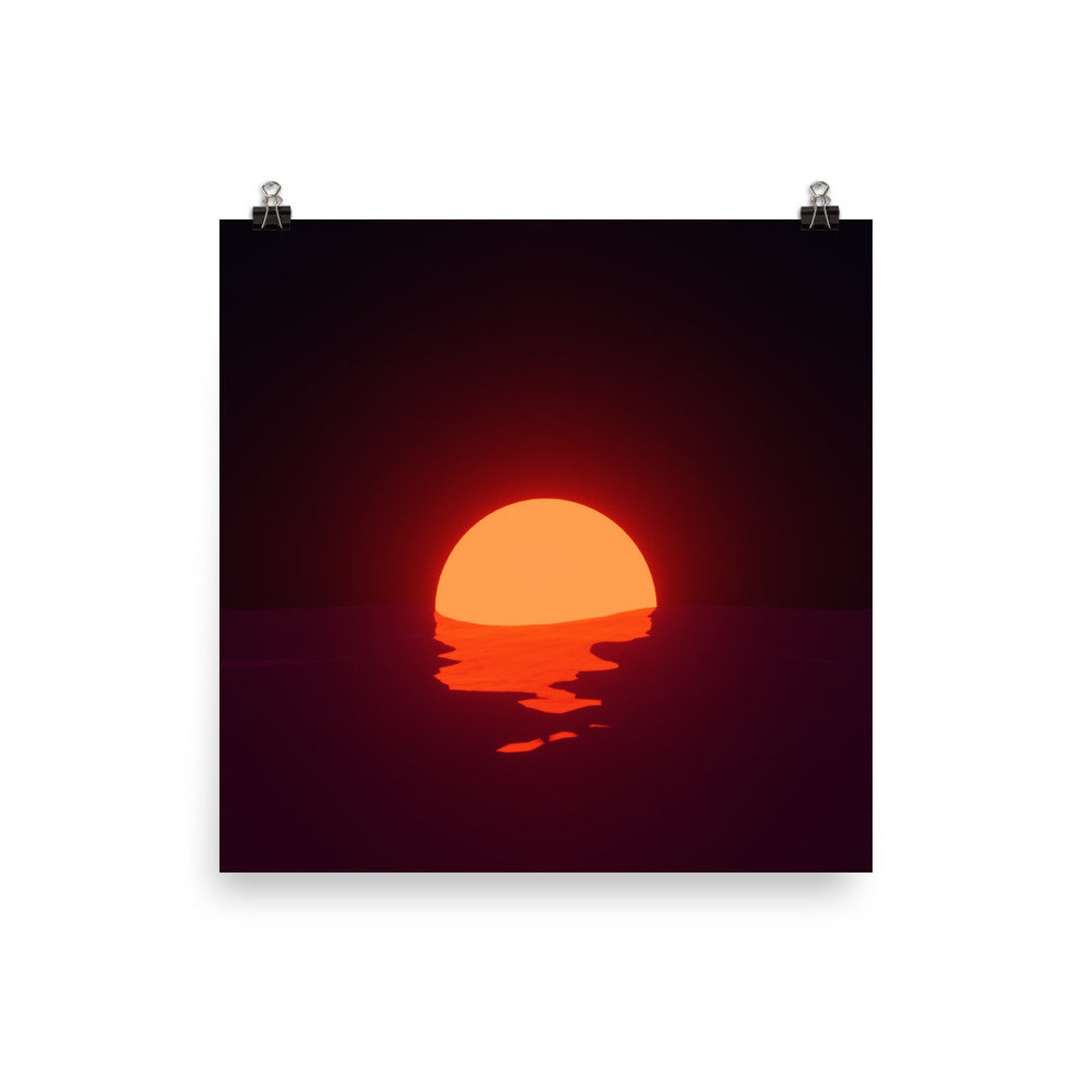Aesthetic Vaporwave Neon Orange Red Sunset Sea Poster | Retro ...