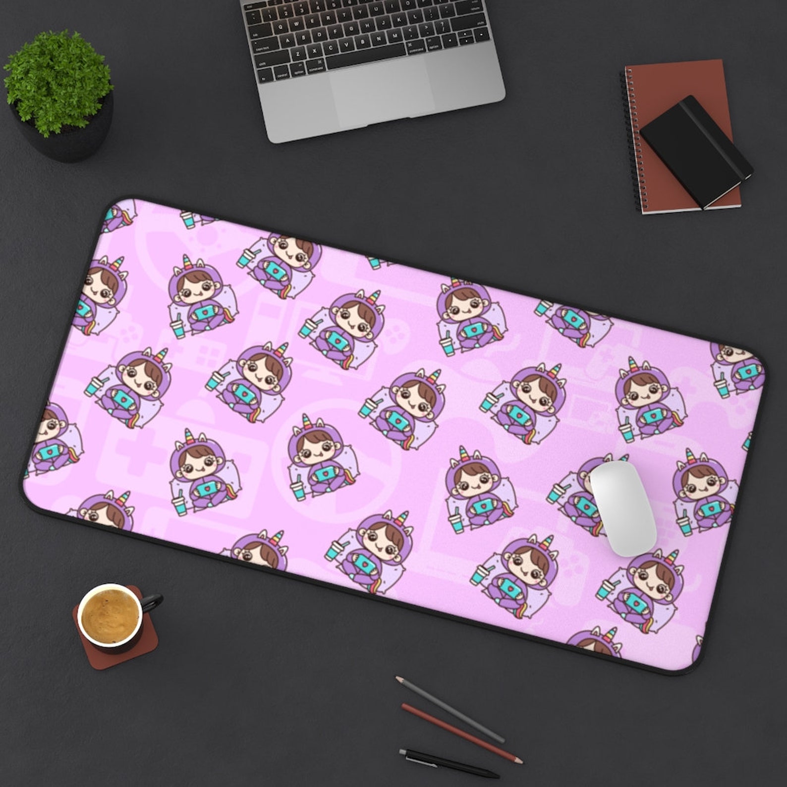 Kawaii Gamer Girl Desk Mat Cute Unicorn Gamer Girl Kawaii Desk Mat ...