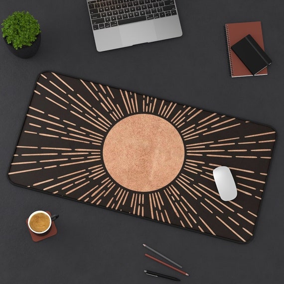 Black Gold Sun Desk Mat Mid Century Desk Mat XXL Boho | Etsy