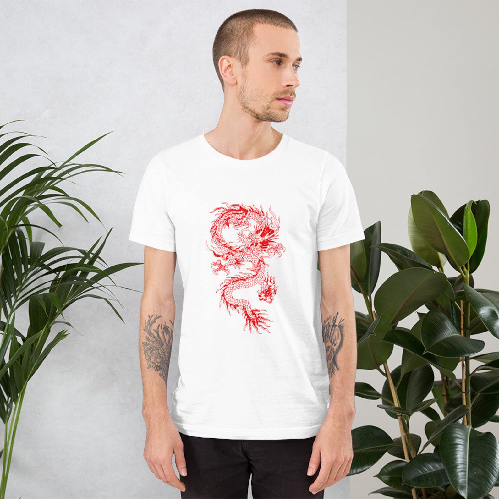 Camisa De Dragón Japonés Camiseta Dragón Rojo Tradicional Etsy