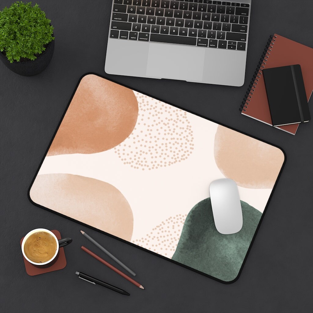Boho Abstract Desk Mat Brown Green Geometric Aesthetic Desk - Etsy