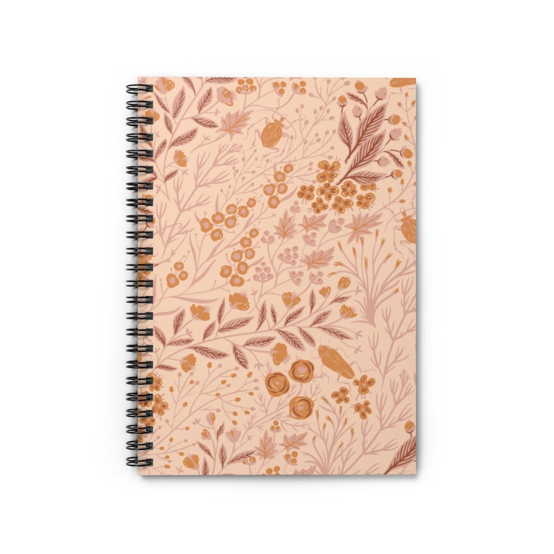Bohemian Aesthetic Floral Spiral Notebook | Soft Neutral Pastel Flowers ...