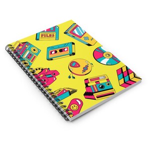 Yellow 90s Retro Notebook | Retro Spiral Notebook | Retro Aesthetic ...