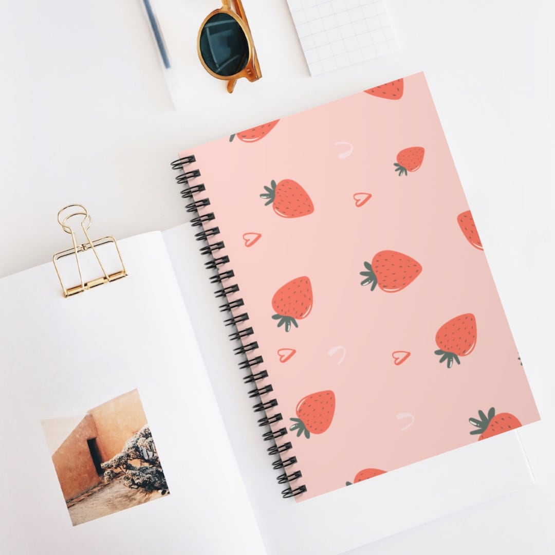 Strawberry Love Notebook | Cute Strawberries Spiral Notebook Gift for ...