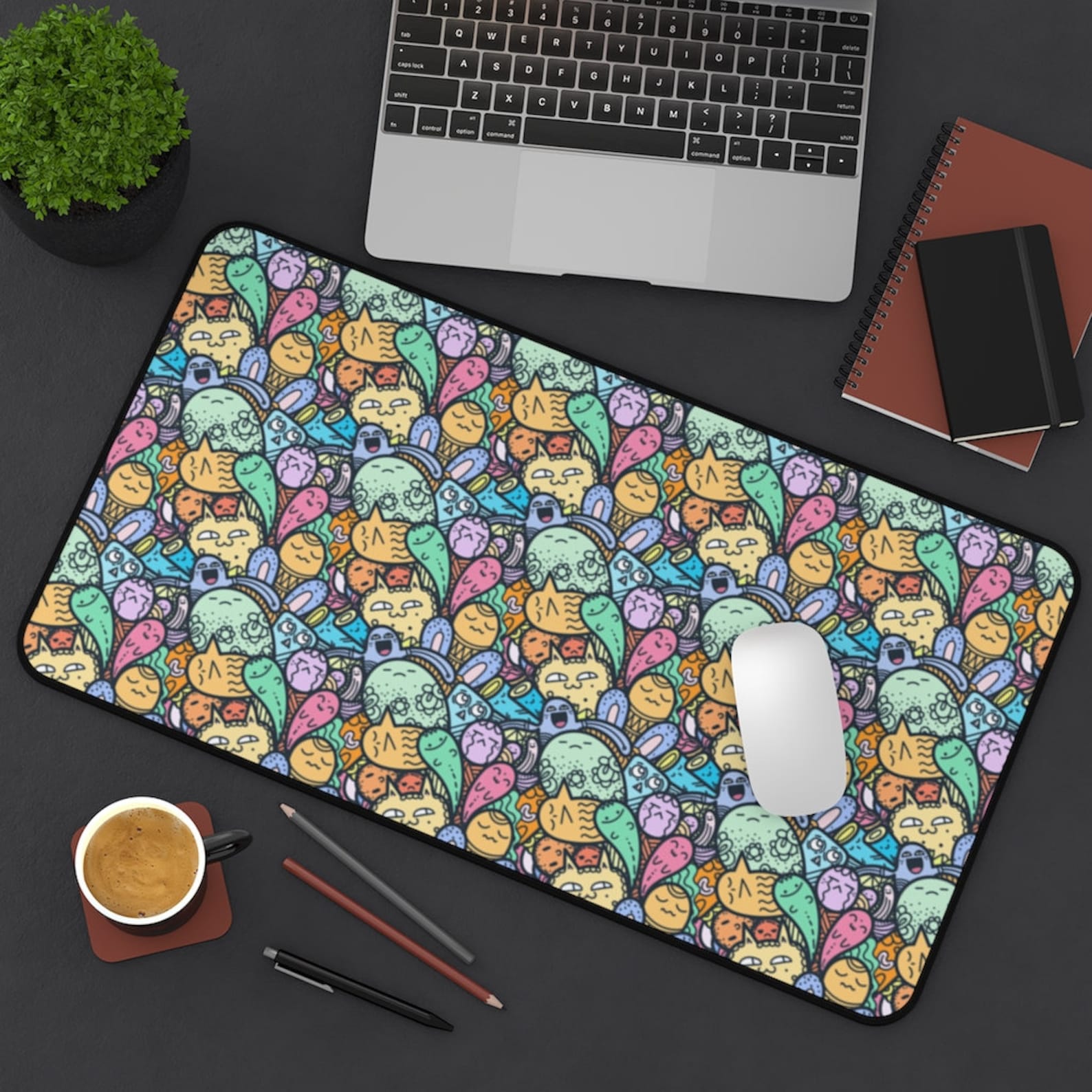 Cute Kawaii Doodles Desk Mat Kawaii Pattern Desk Mat - Etsy