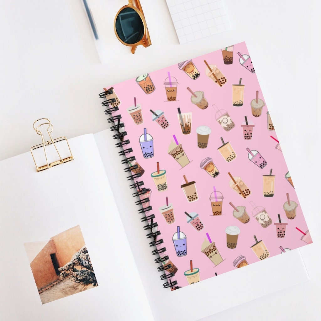 Boba Tea Notebook Bubble Milk Tea Spiral Notebook Kawaii - Etsy