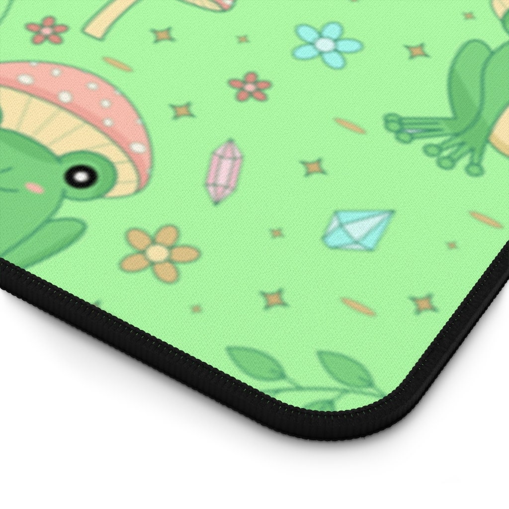 Kawaii Frog Desk Mat Cottagecore Desk Mat Frog Mushroom Desk - Etsy