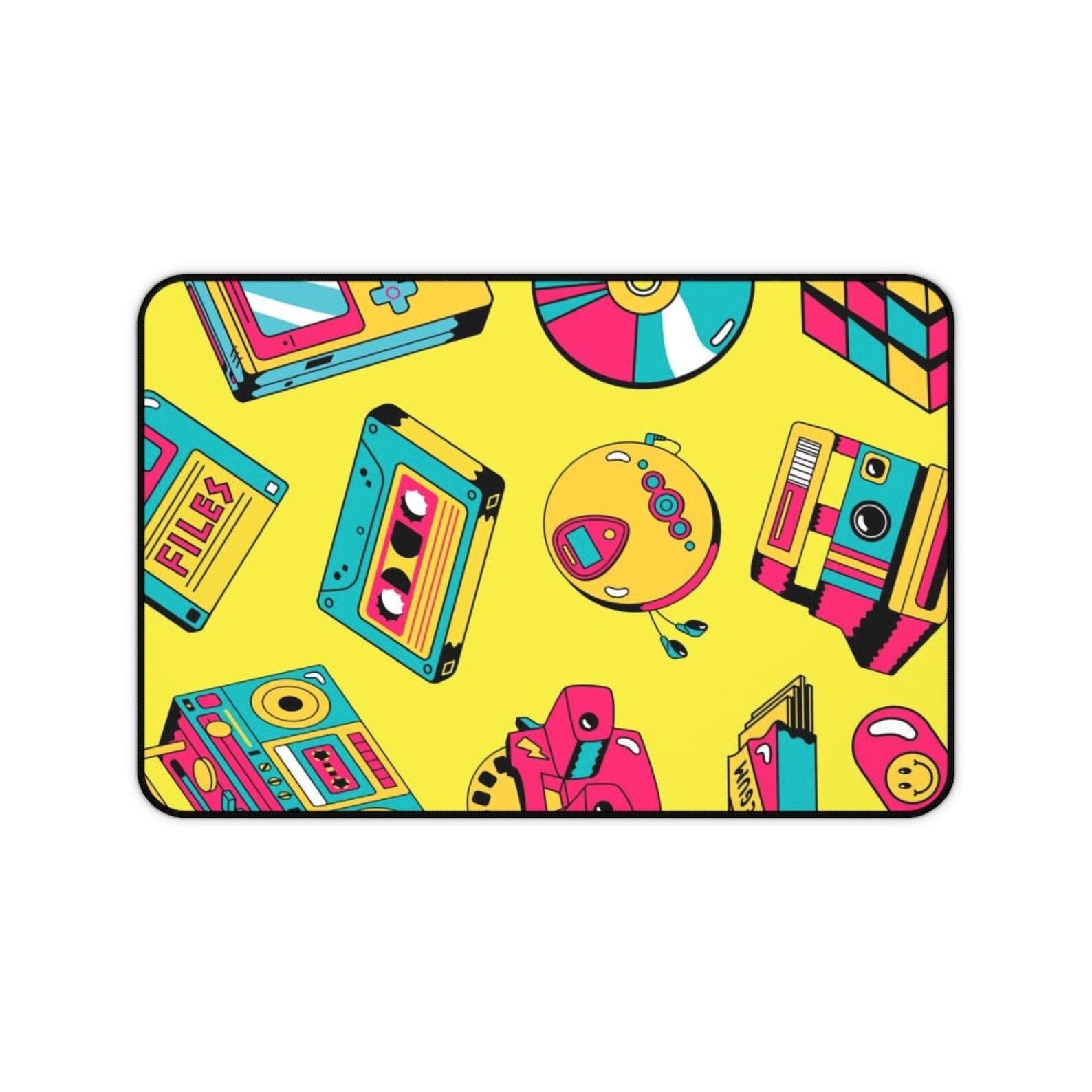 Yellow 90s Retro Desk Mat | Retrowave Desk Mat | XXL Retro Pop Art ...