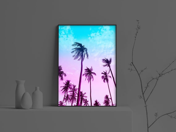 Vaporwave Tropical Palm Trees Poster Retro Futuristic Palm - Etsy