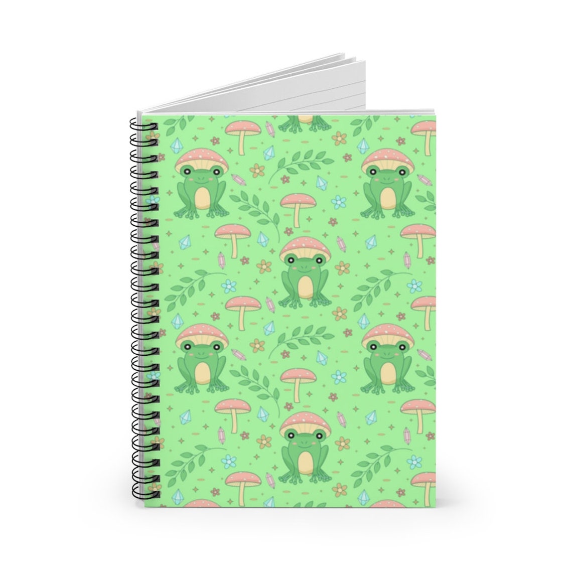 Cottagecore Kawaii Frog Notebook Green Frog Mushroom Spiral | Etsy