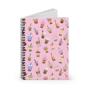 Boba Tea Notebook, Bubble Milk Tea Spiral Notebook, Kawaii Notebook ...