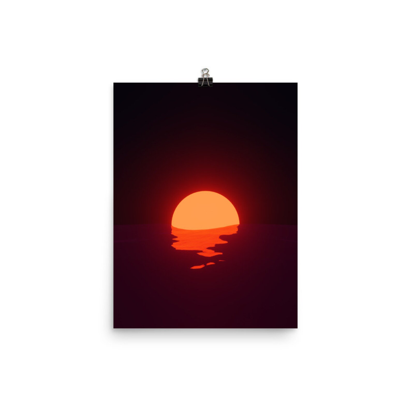 Aesthetic Vaporwave Neon Orange Red Sunset Sea Poster | Retro ...