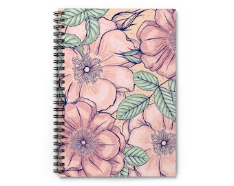 Boho Floral Notebook Aesthetic Spiral Notebook Neutral | Etsy