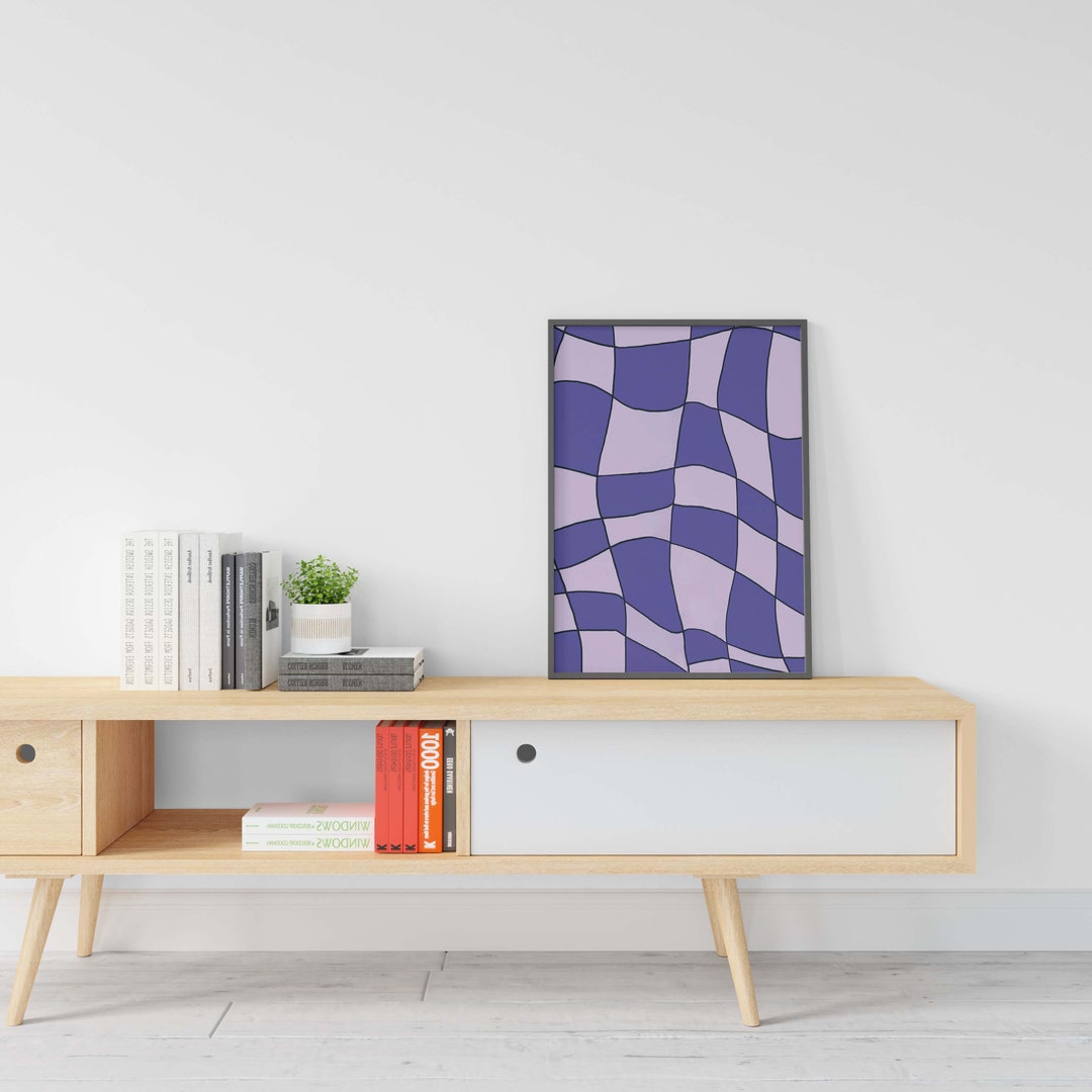 Purple Wavy Checkerboard Grid A3 Poster | Wall Art Digital Prints ...