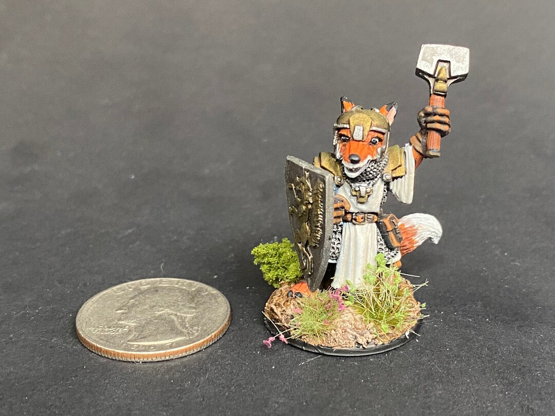 Fox Cleric With Shield and Hammer 28mm Miniature - Etsy