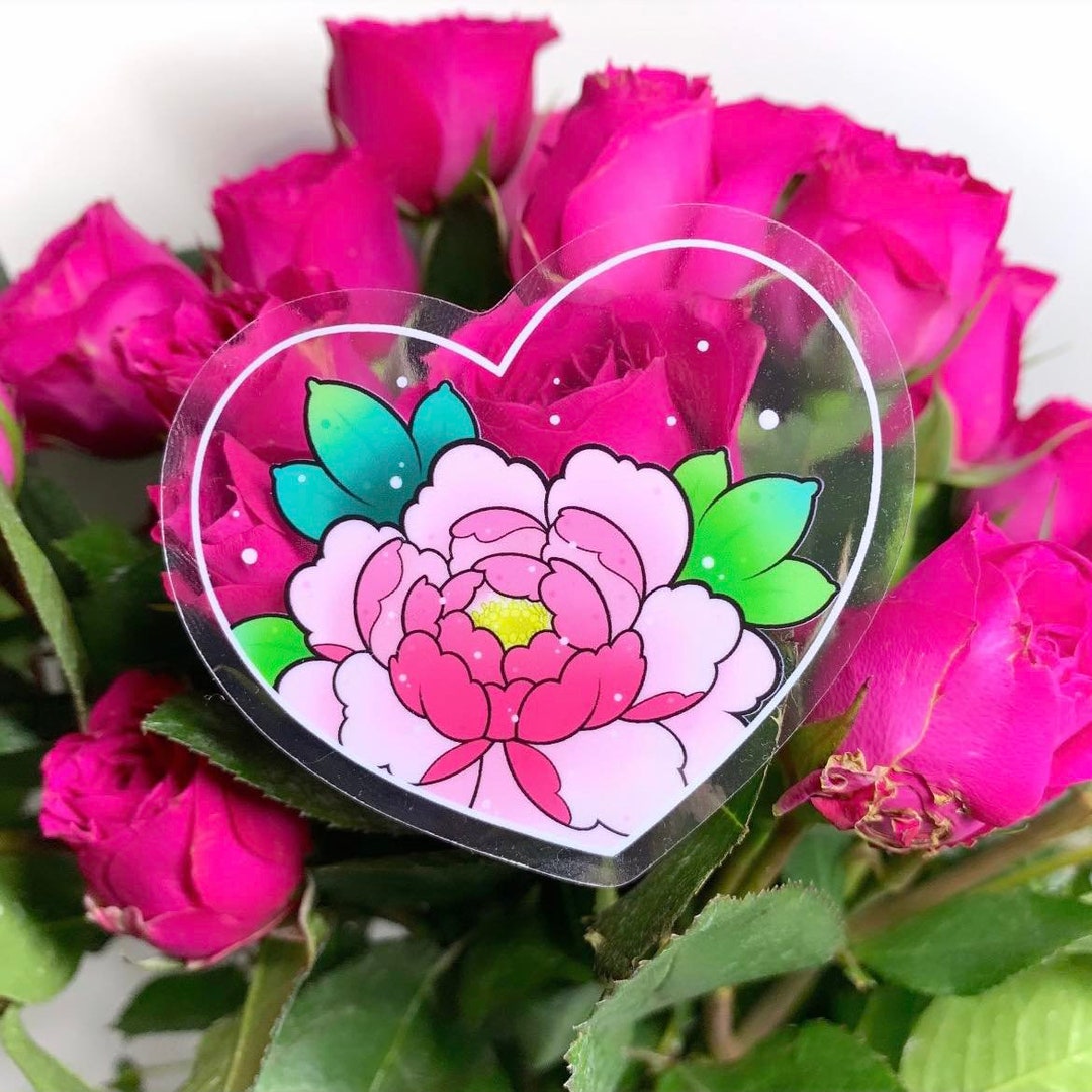 CLEAR Pink Peony Botan Japanese Flower Botanical Sticker by Michelle ...