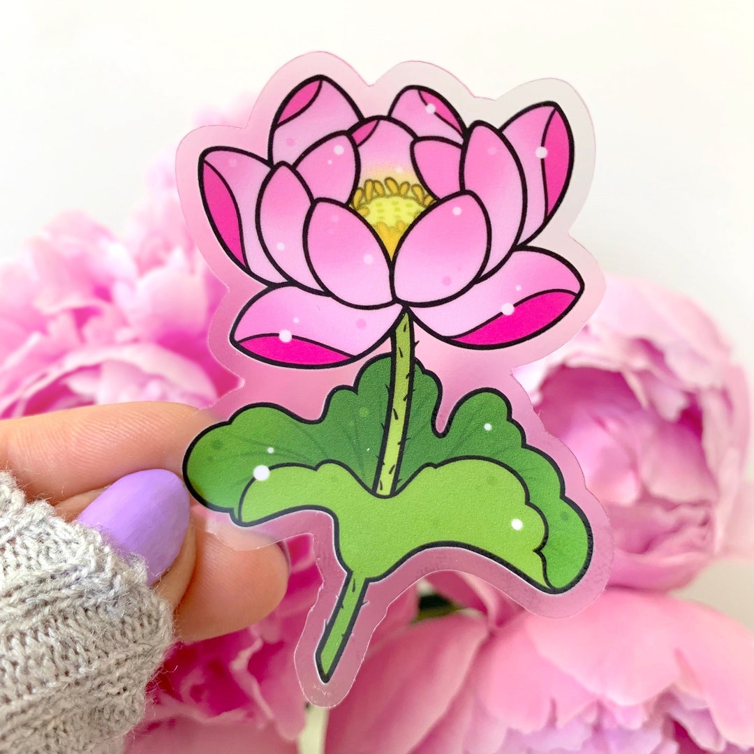 CLEAR Pink Lotus Flower Botanical Pastel Flower STICKER by Michelle ...
