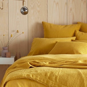 Linen Bedding Set in Yellow Mustard Color Linen Duvet Cover - Etsy