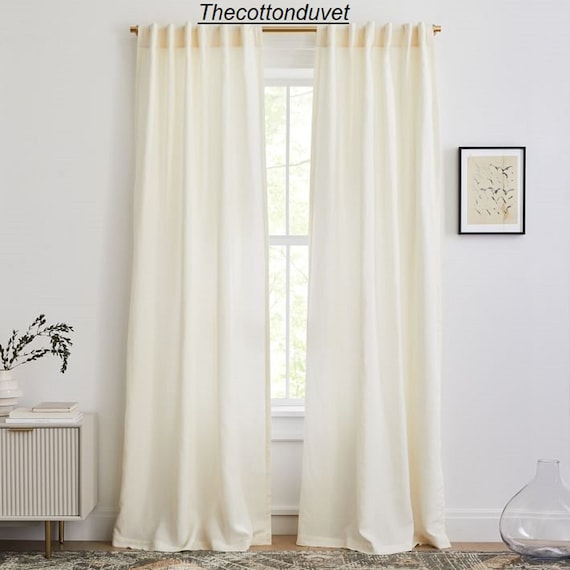 Two Panel Washed Curtain Cream Color Curtains for Living Room - Etsy