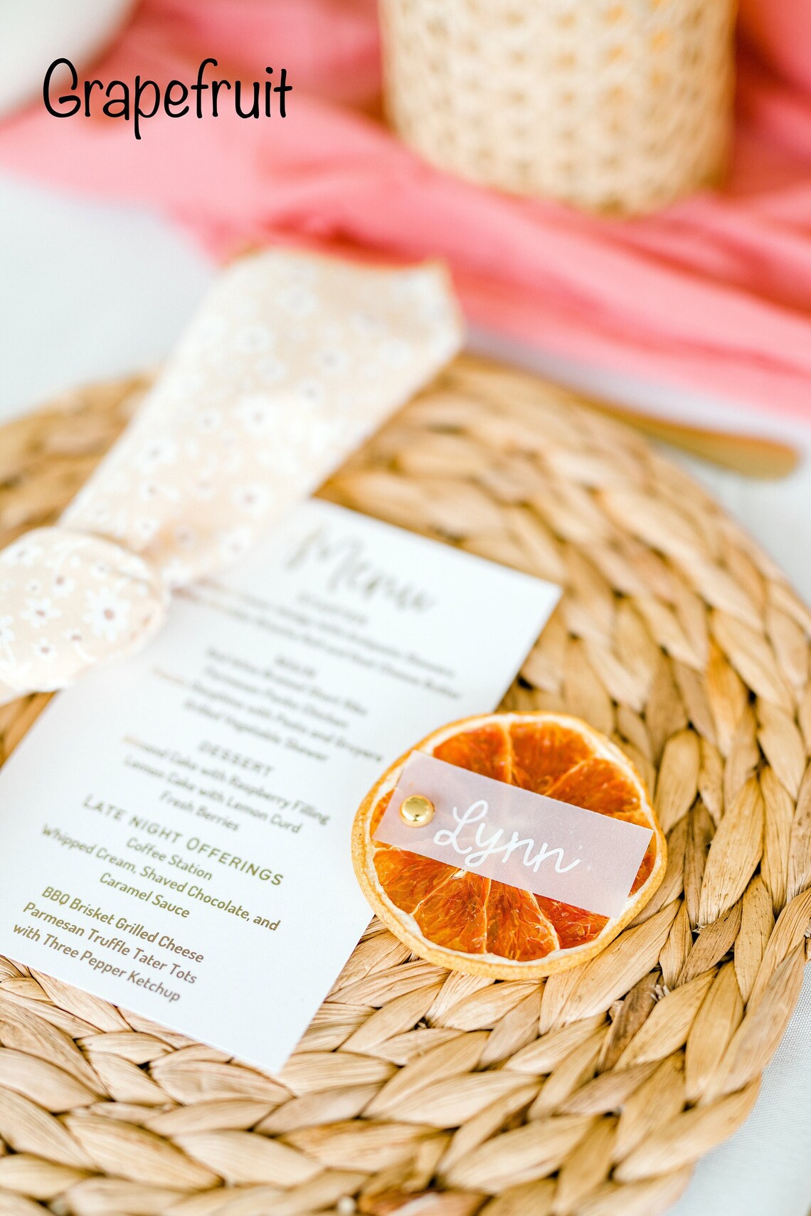 CUSTOM Hand Lettered Citrus Place Cards/name White Lettering, Gold ...