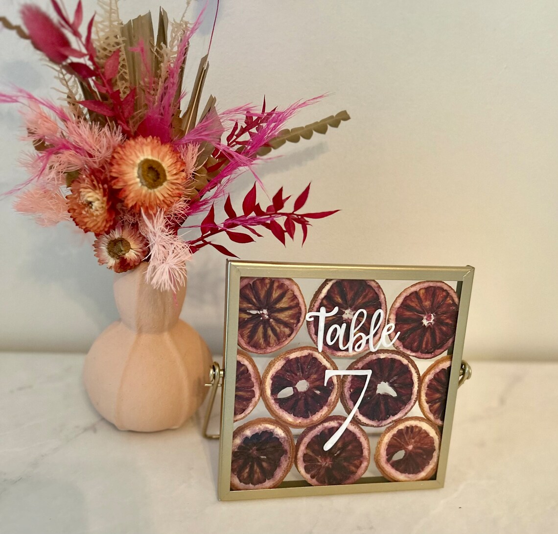 CUSTOM Hand Lettered Citrus Table Numbers Gold, Boho Wedding, Baby ...