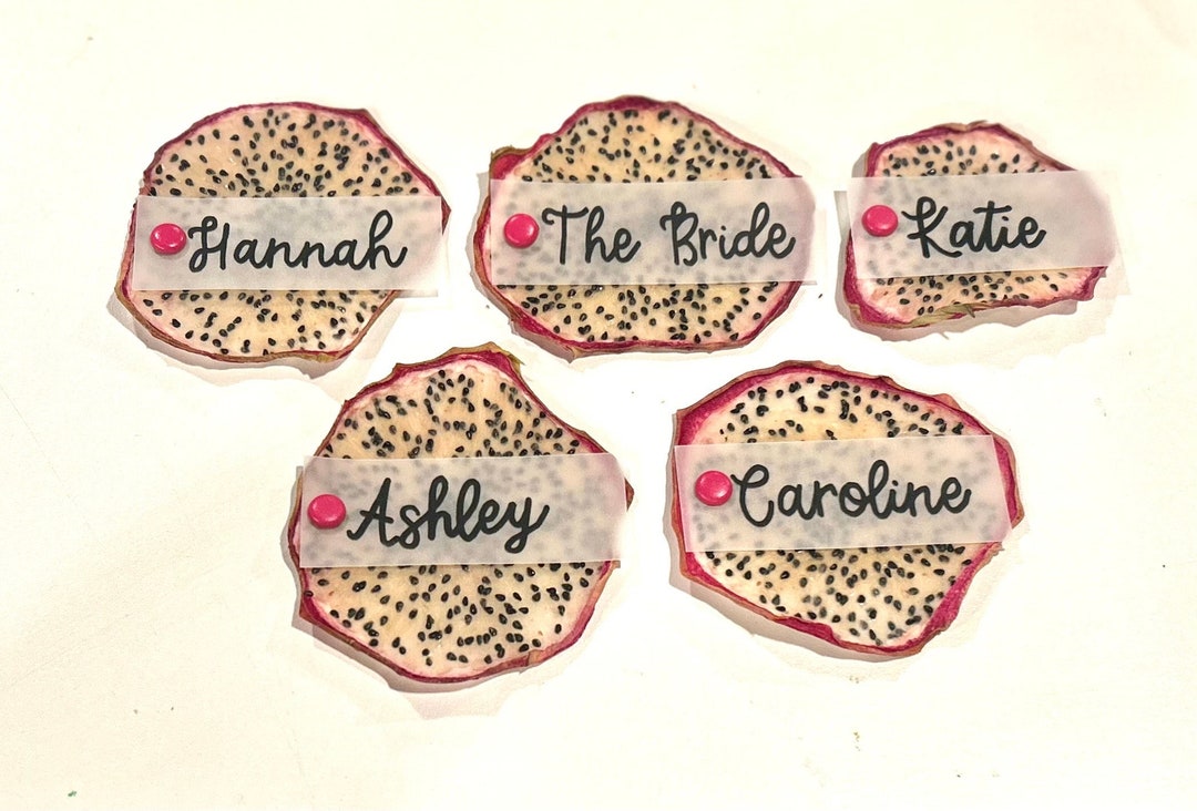Hand Lettered Dragon Fruit Place Cards/name Cards, Pink, Wedding, Baby ...