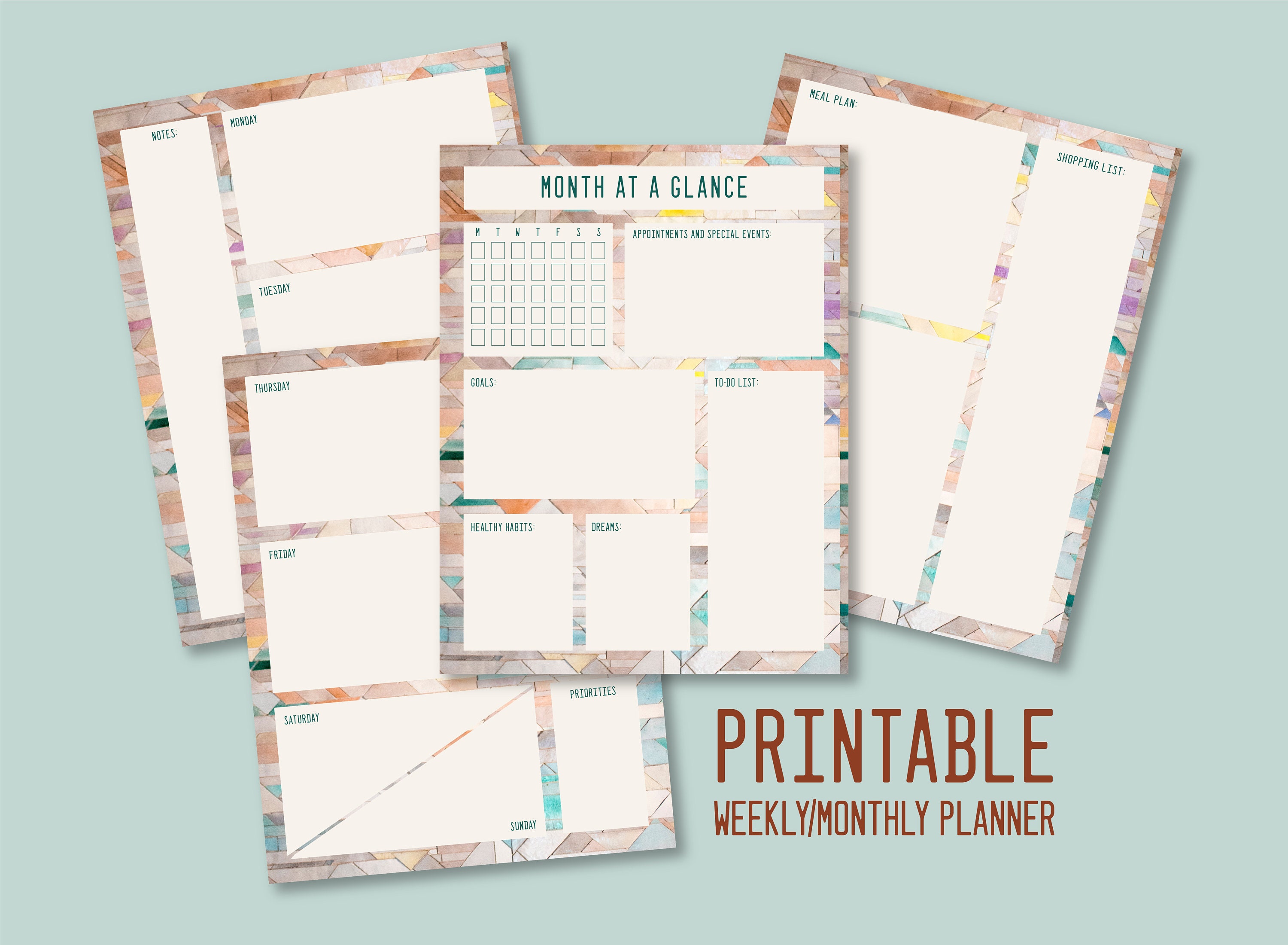 Boho Printable Planner Monthly/Weekly Planner Budget | Etsy