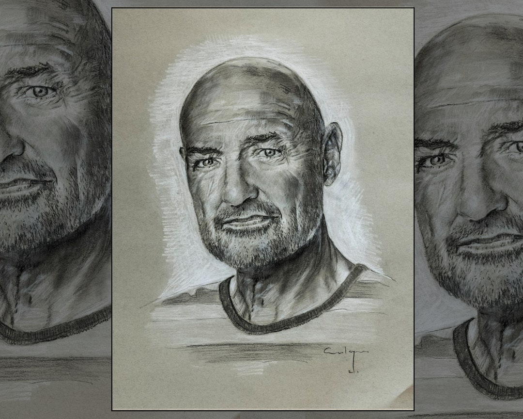John Locke lost TV Show Original Charcoal Sketch - Etsy