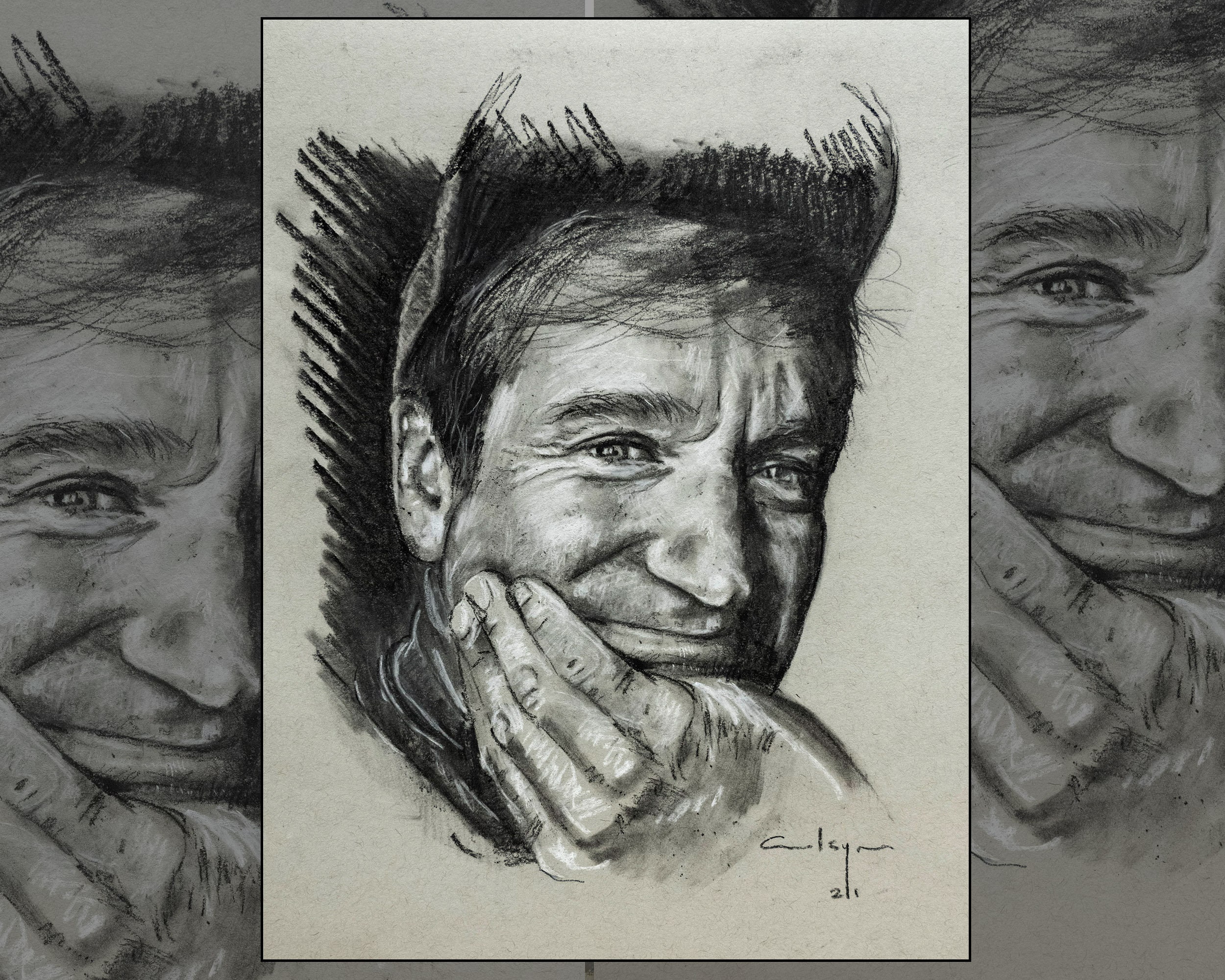 Robin Williams Black And White Art