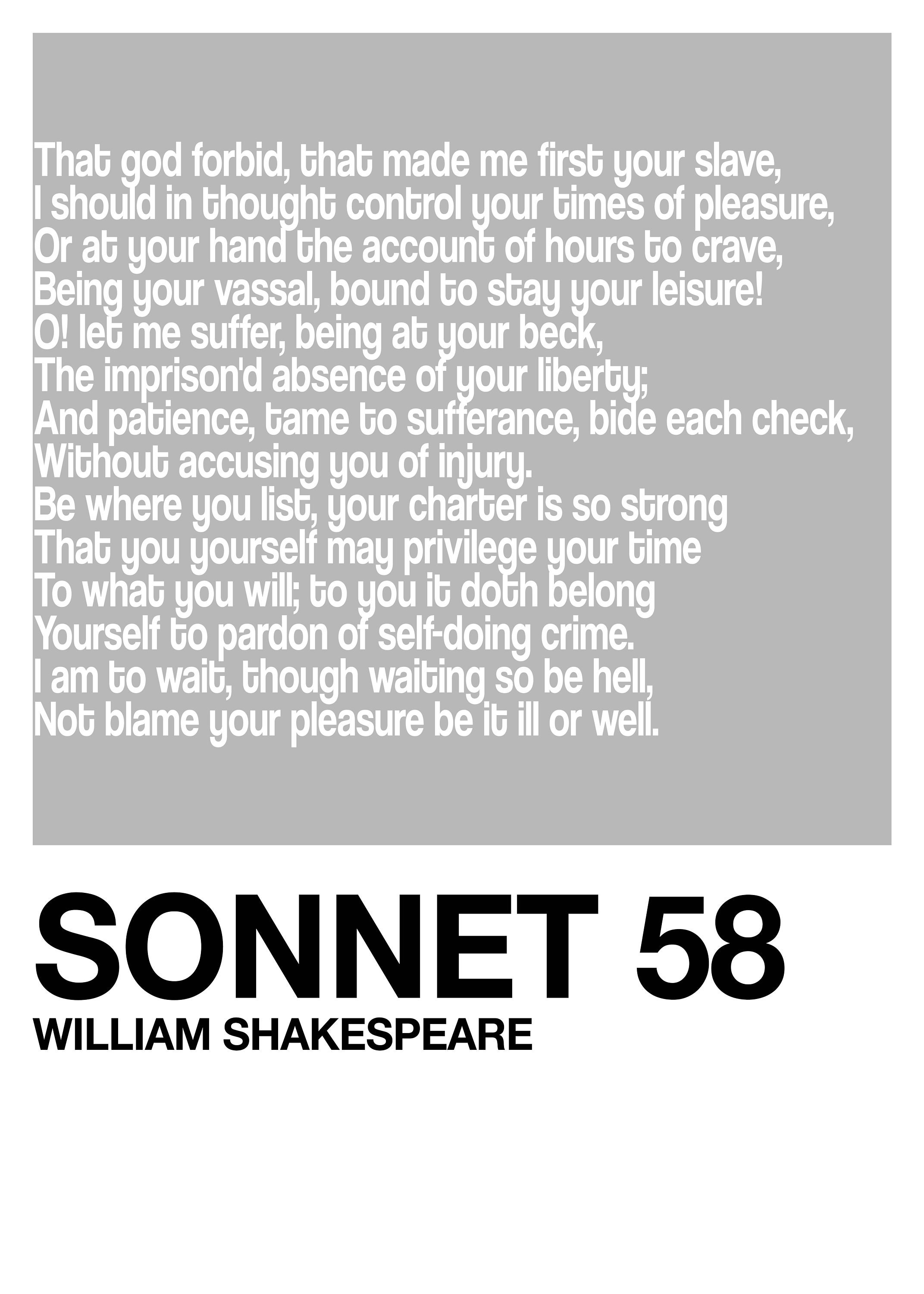 Shakespeare Sonnet 58 Quote Poster Literature Art Print - Etsy