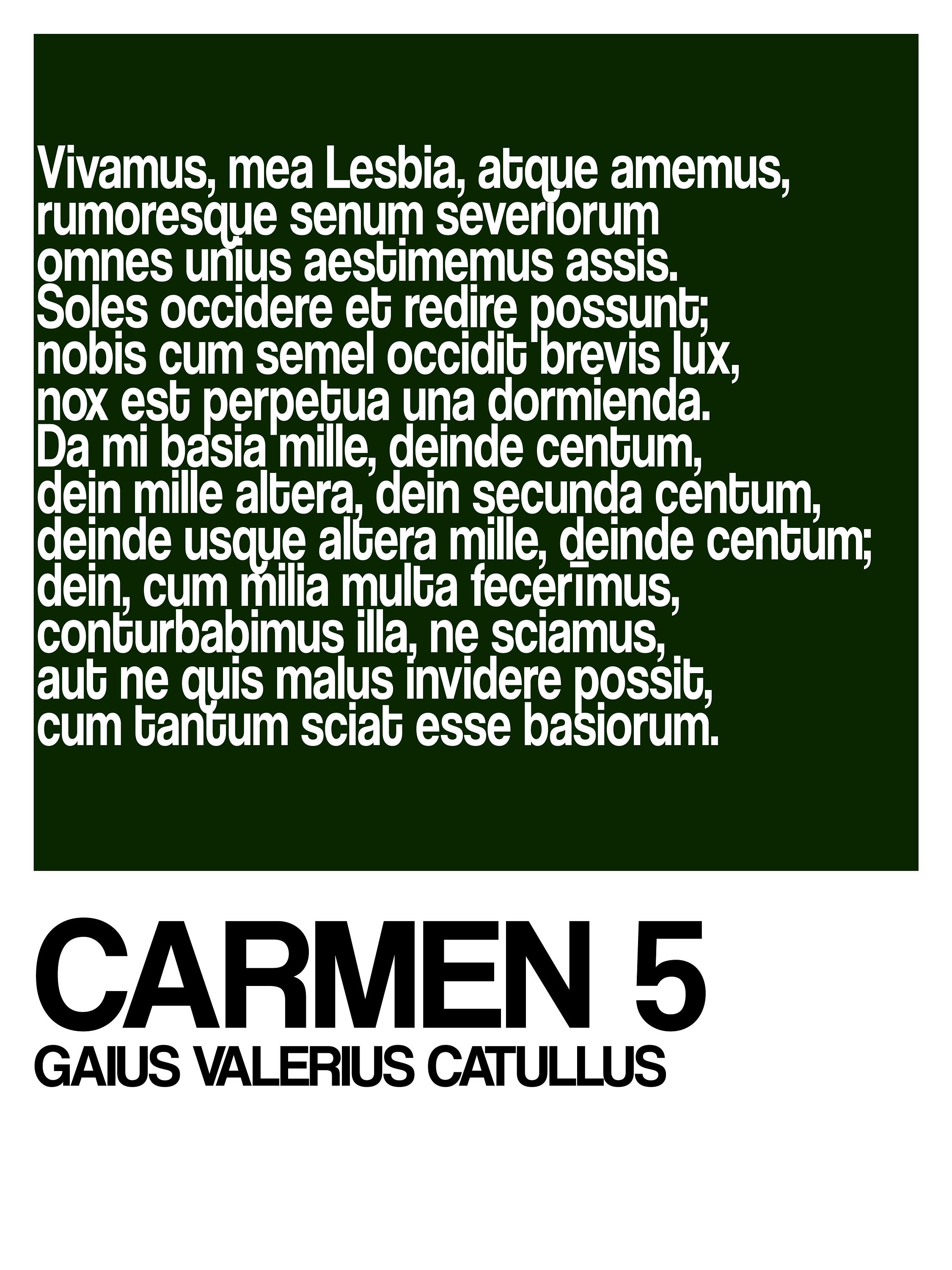 Catullus Carmen 5 Custom Color Poetry Print - Etsy UK