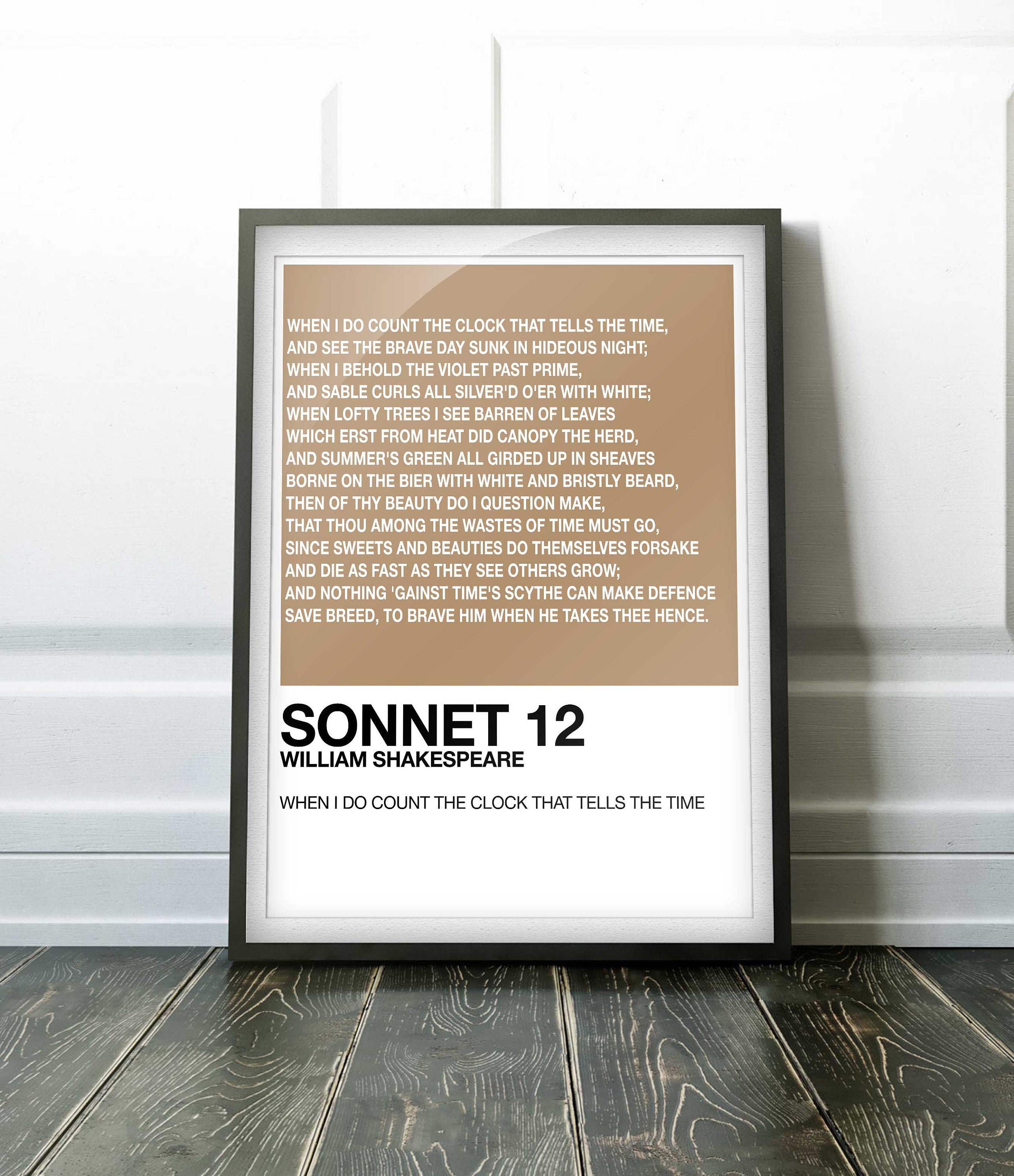 Shakespeare Sonnet 12: Zitat Poster Literatur Kunstdruck | Etsy
