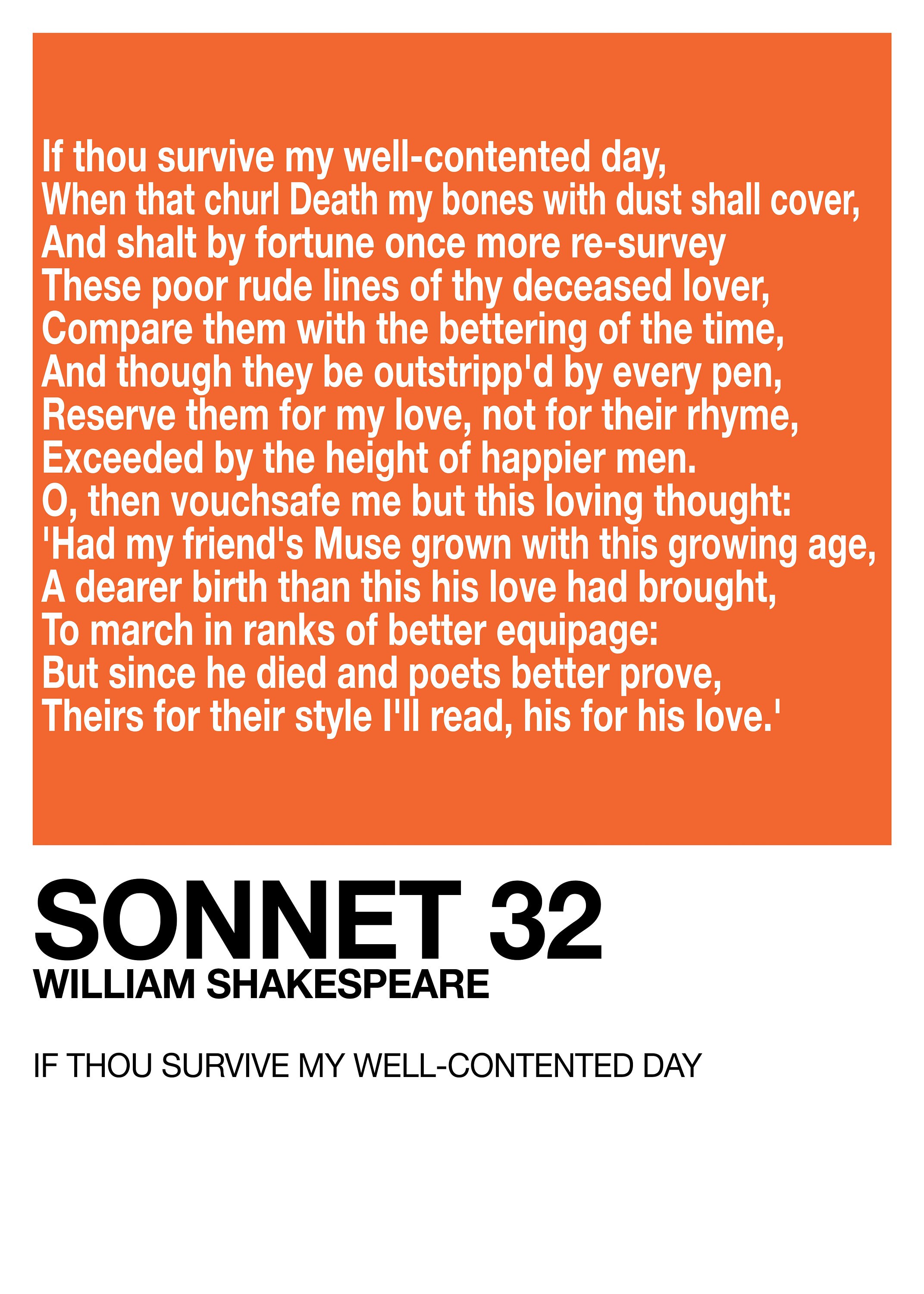 Shakespeare Sonnet 32: Quote Poster Literature Art Print | Etsy UK