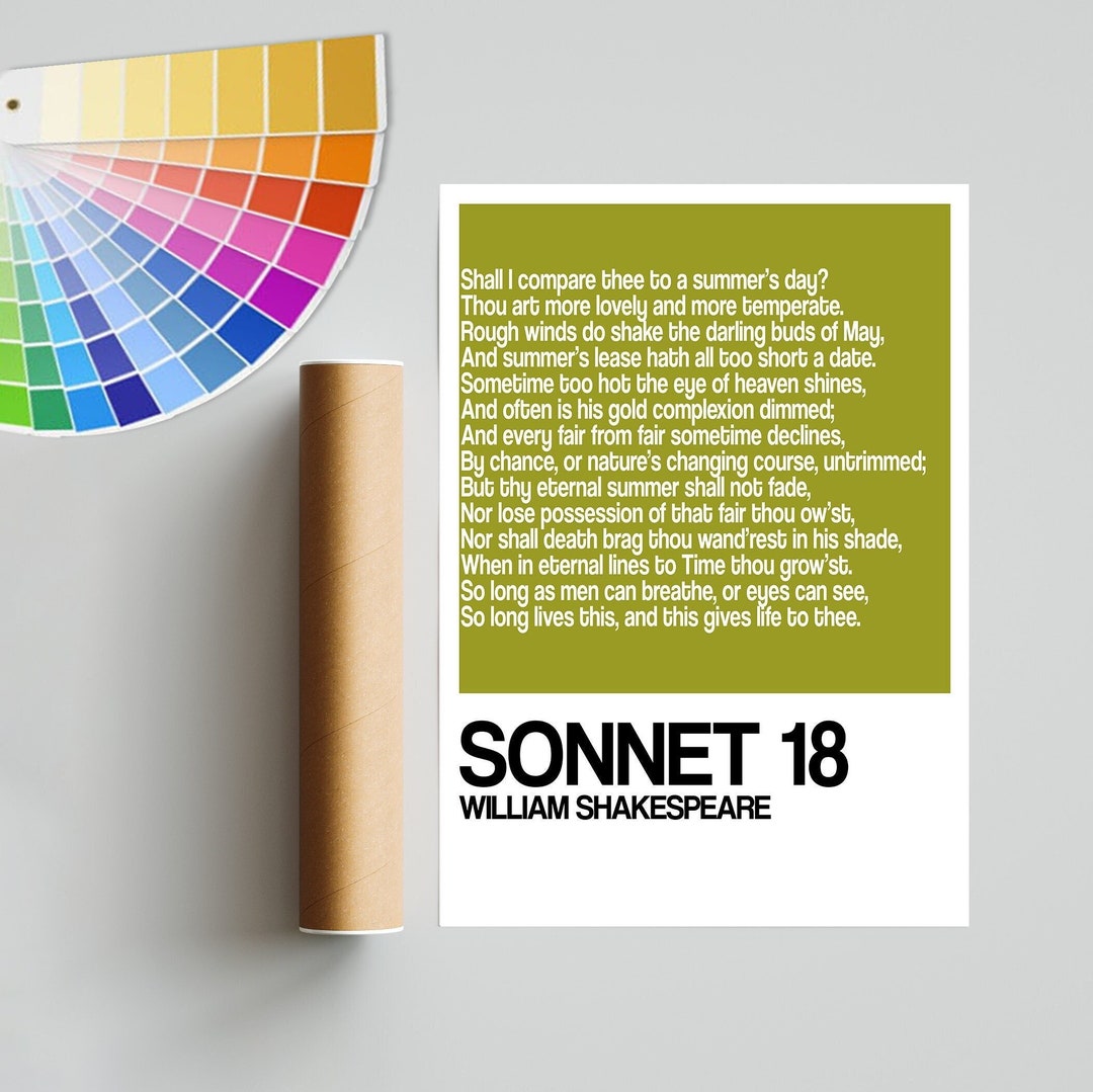Shakespeare Sonnet 18: Shall I Compare Thee to a Summer's Day Custom ...