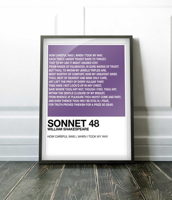 Shakespeare Sonnet 48 Zitat Poster Literatur Kunstdruck | Etsy