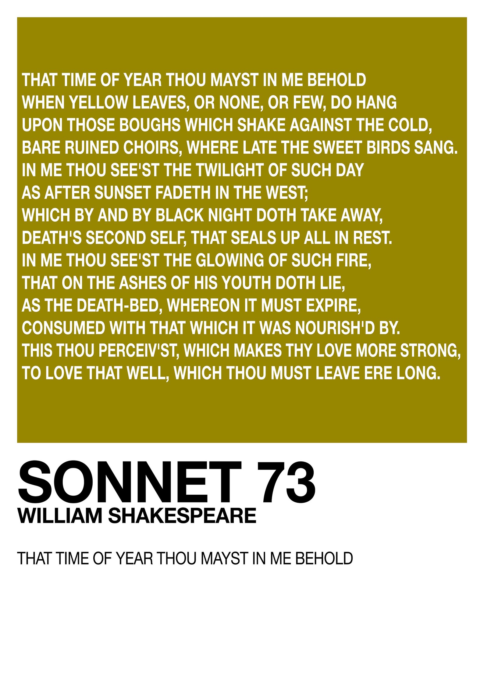 Shakespeare Sonnet 73 Quote Poster Literature Art Print | Etsy